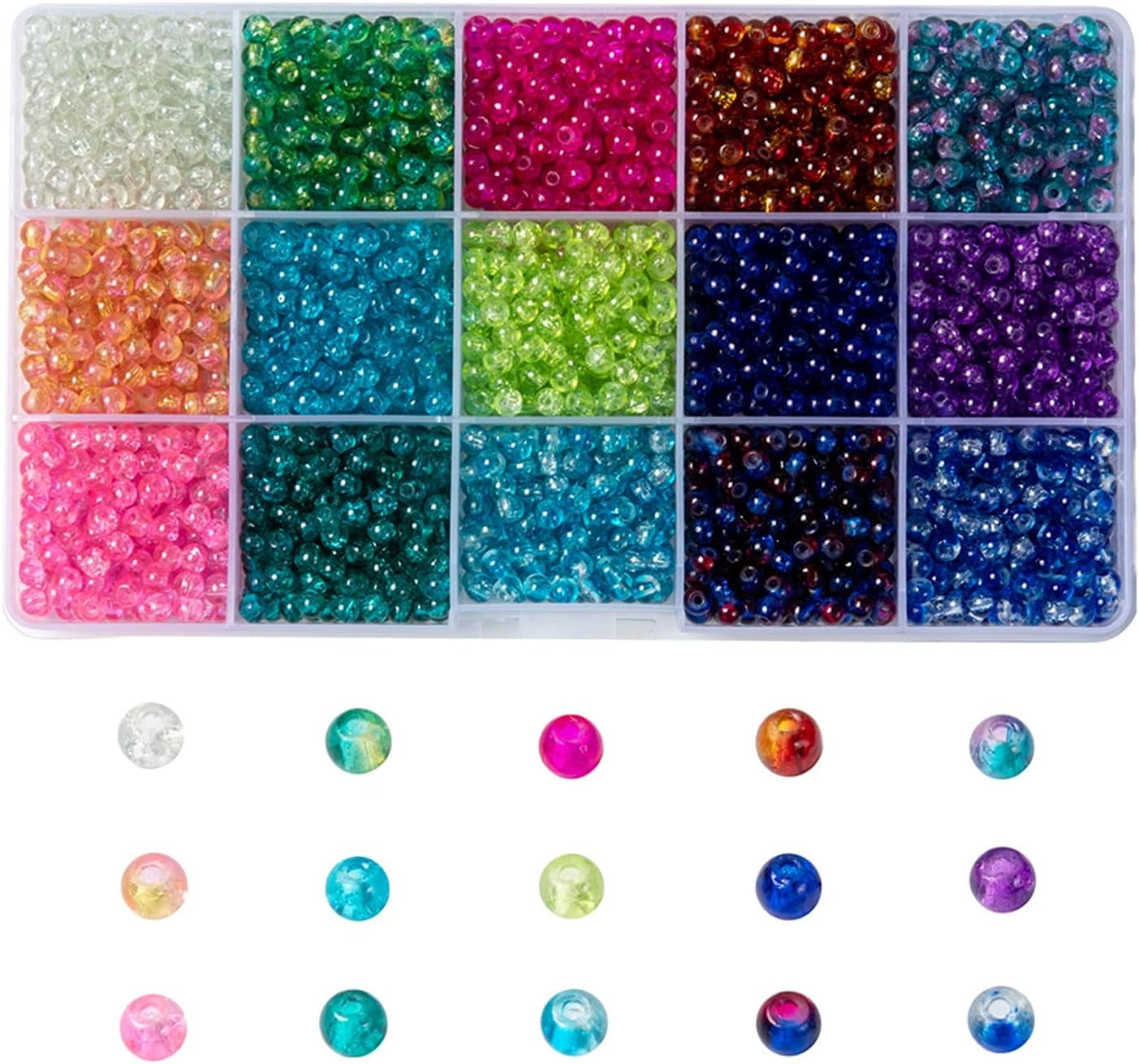 3000pcs Baking Painted Glass Beads 4mm Mixed Color Round Glass Loose ...