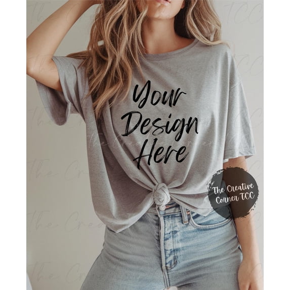 3001 Athletic Heather Tshirt Mockup, 3001 Athletic Heather T-Shirt ...