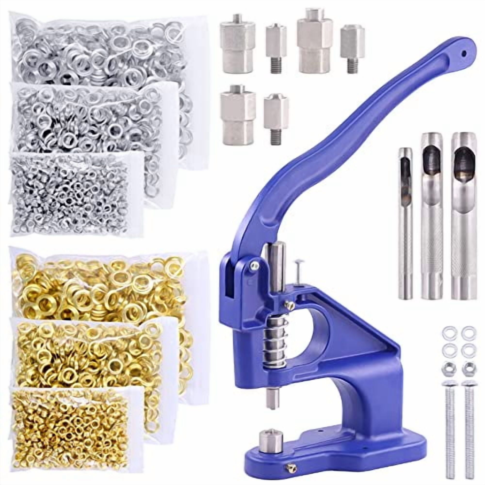 3007Pcs Heavy Duty Hand Press Eyelet Grommet Machine Punch Tool Kit, Including 3 Dies (#0#2#4 ...