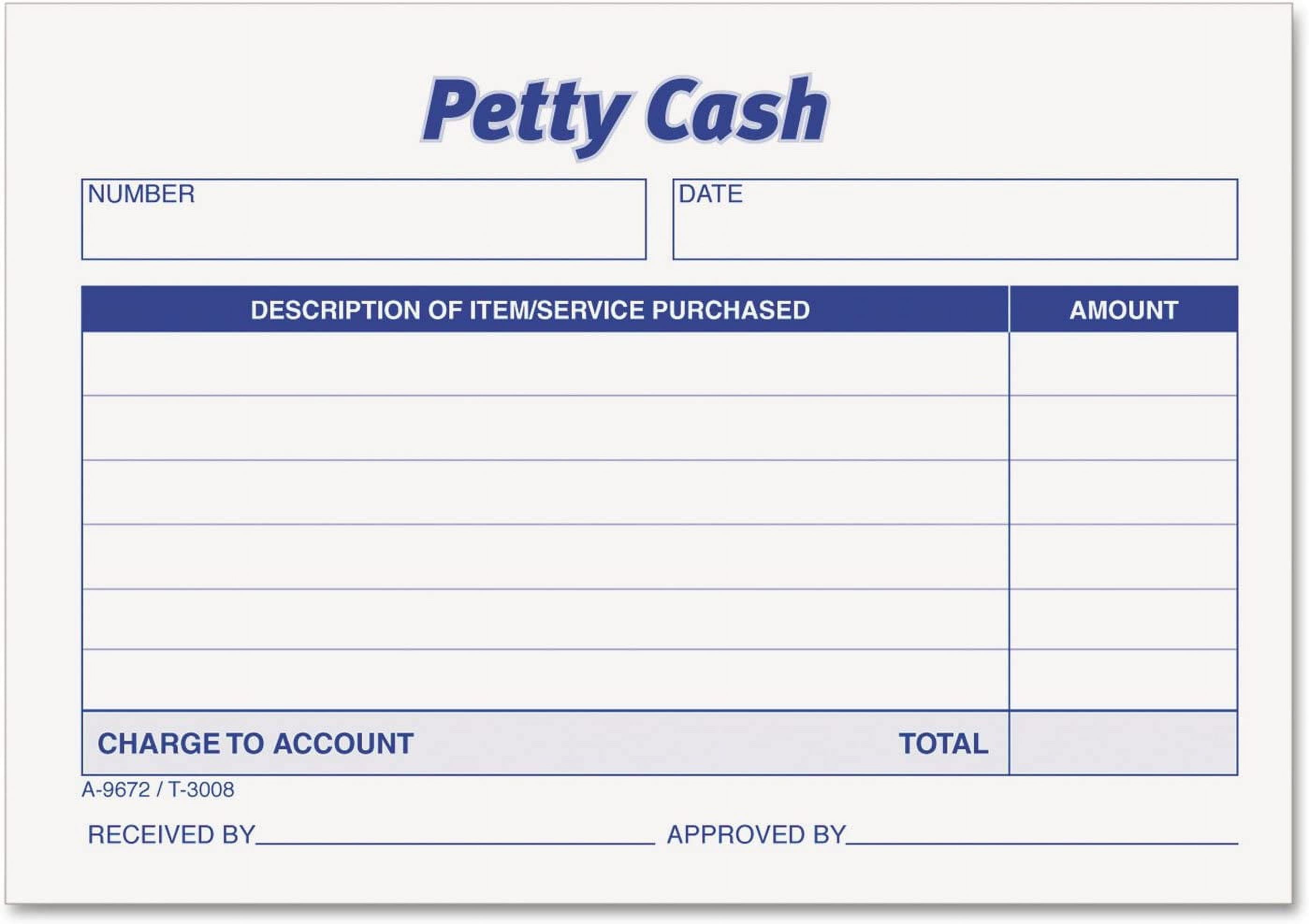 3008 Petty Cash Pad, 50 Shts/Pad, 5-Inch x3-1/2-Inch, 12/PK, White ...