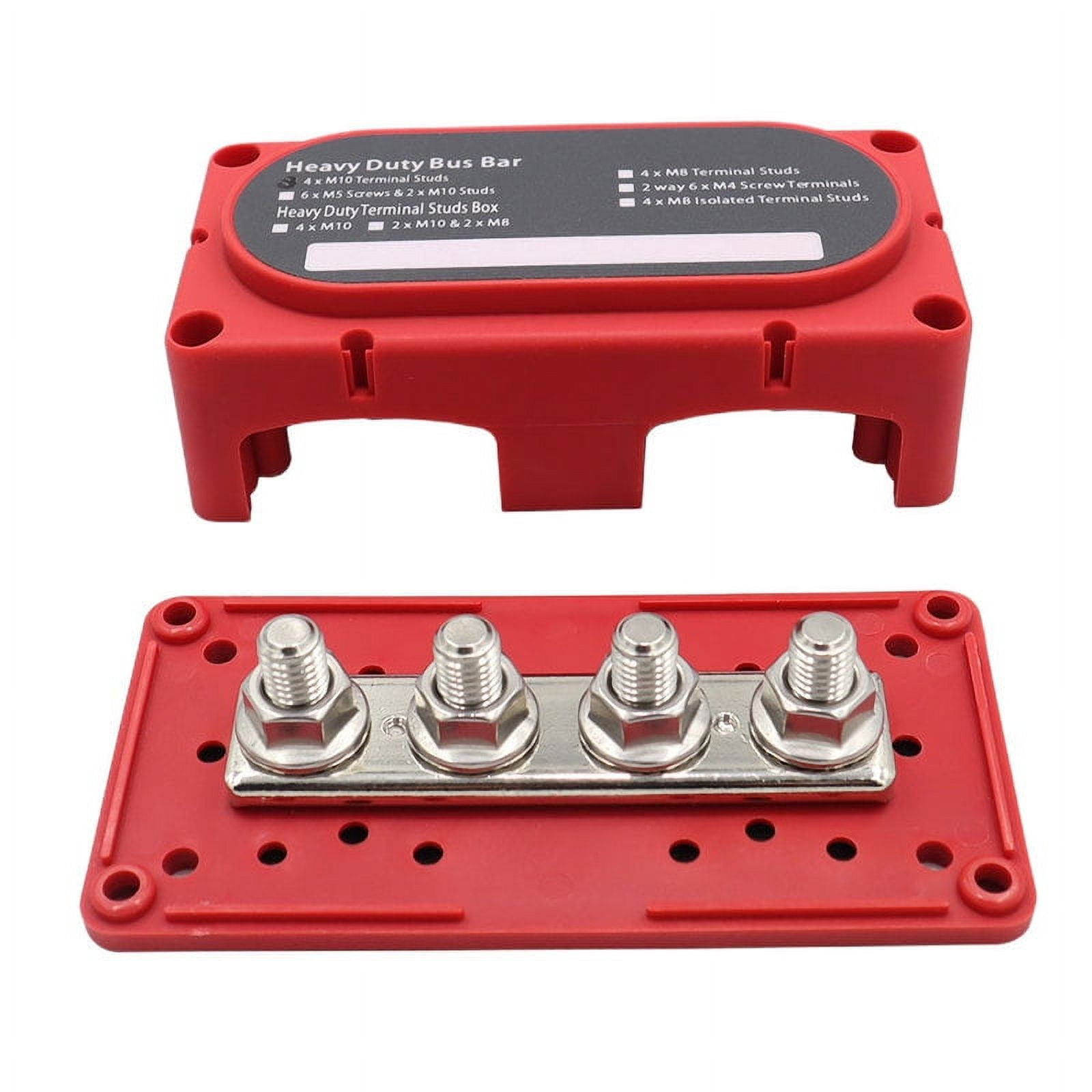 300A 48V Bus Bar 4/12 Terminal M10/M6 Studs Power Distribution Block ...
