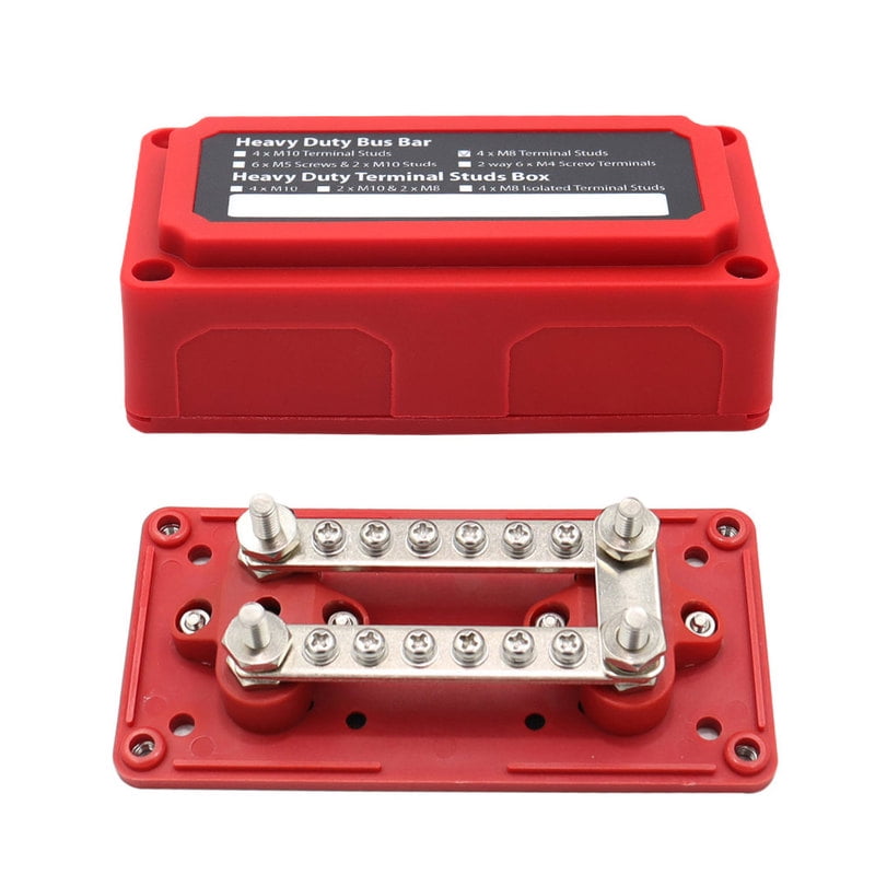 300A 48V DC Busbar Box 4/12 Terminal M10/M6 Studs Bus Bar Power Distribution Block Bus Bar for ...