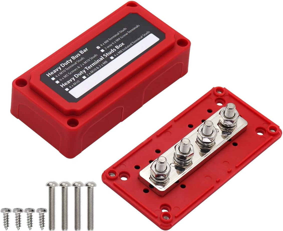 300A Bus Bar 12V DC Waterproof Power Distribution Block 4xM8 (5/16") 4 ...