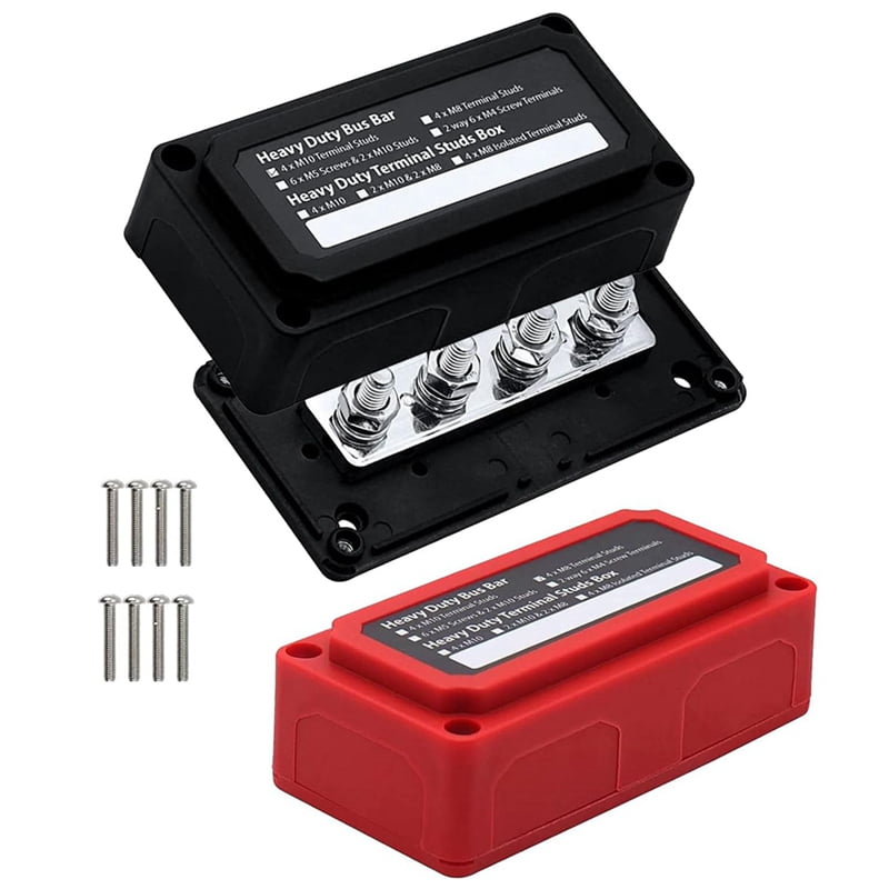 300A Bus Bar Heavy Duty Module Design Power Distribution Block Waterproof Bus Bar Box with 4x ...