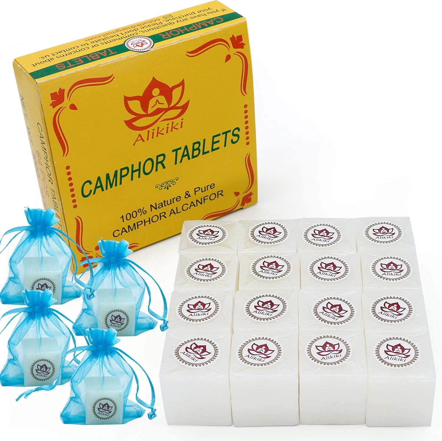 300Grams Natural Camphor Blocks – 64-Tablets Refined Pure Camphor Cubes ...