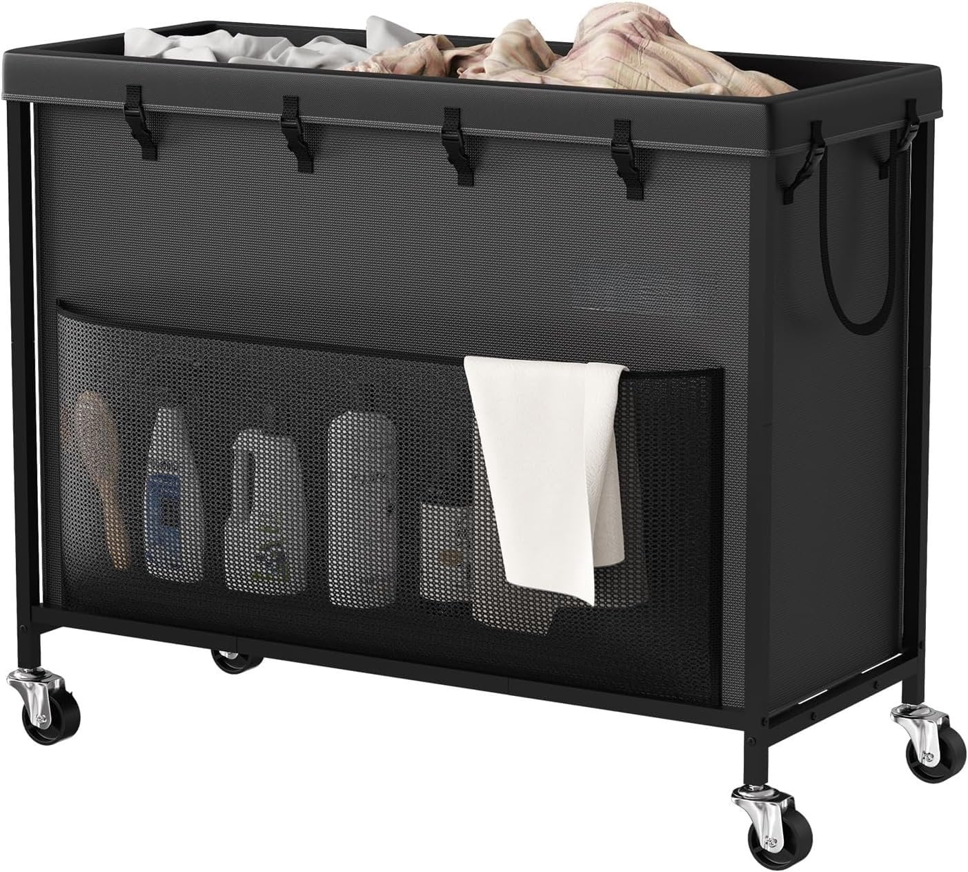 300L Large Laundry Basket with Wheels, Heavy Duty Rolling Laundry ...