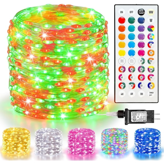 300LED 99FT Christmas Fairy Lights Plug in, Color Changing Christmas ...
