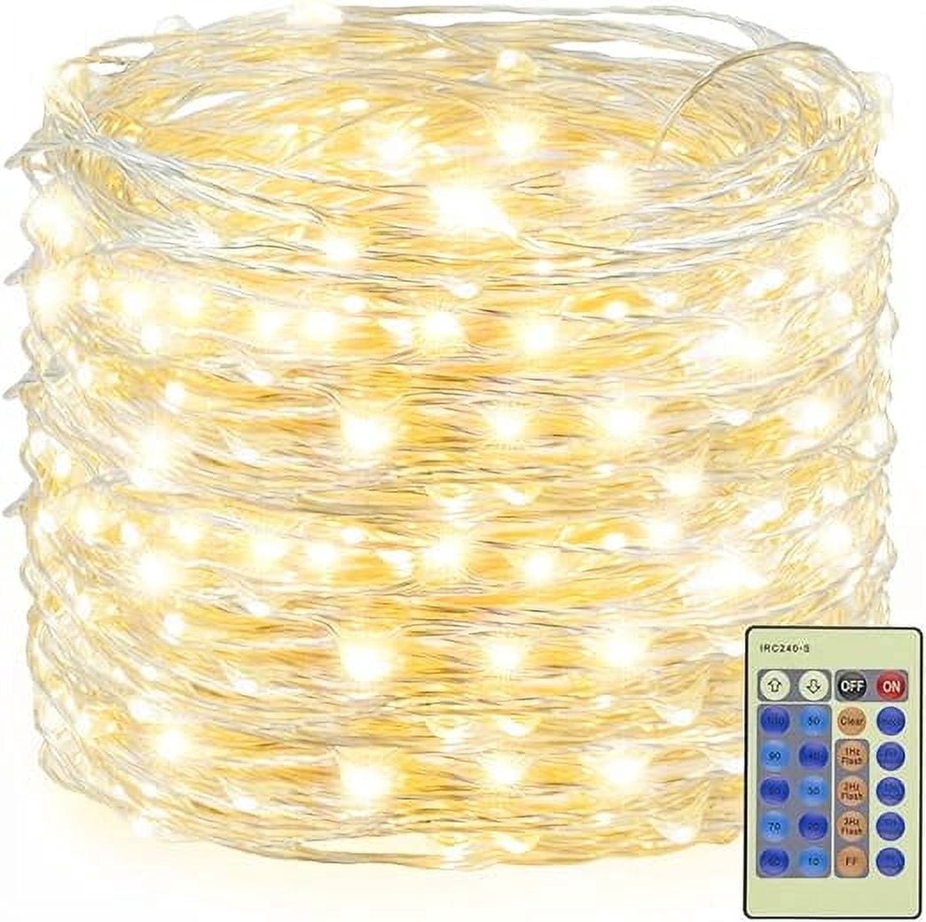 300LED Christmas Tree String Lights 99FT Silver Wire Warm White ...