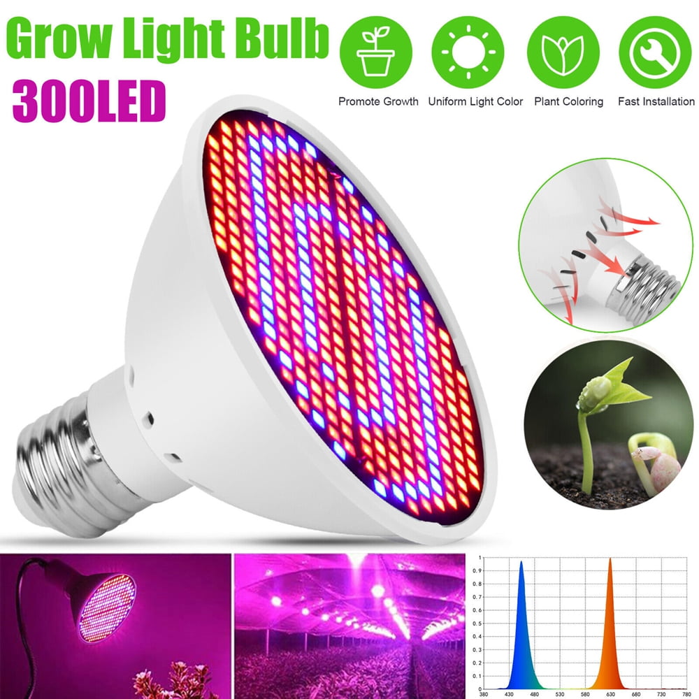 Hibibud 300LED Grow Light Bulb Full Spectrum Light for Indoor Plants ...