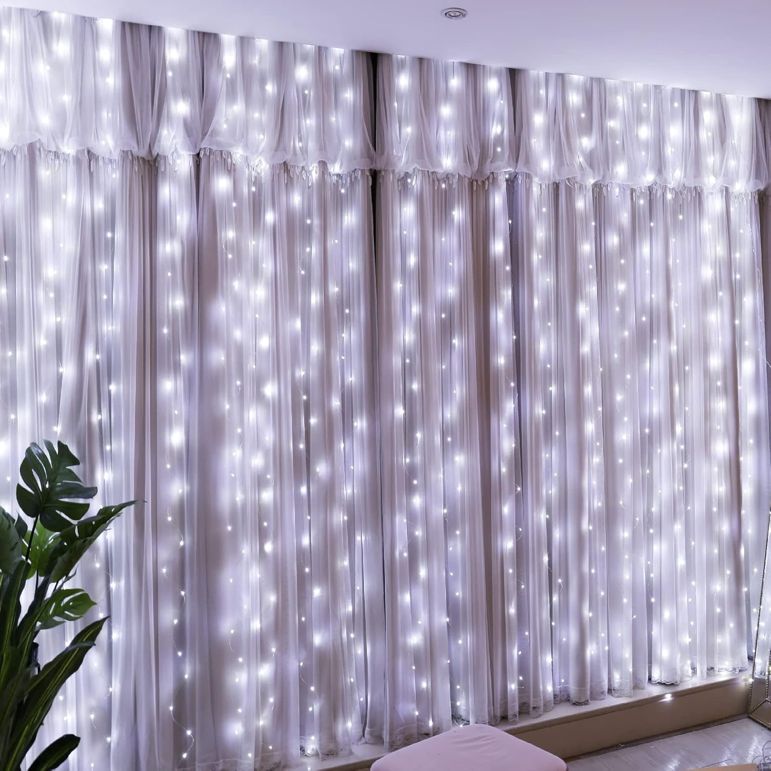 300LED Multicolor Fairy Curtain Lights with Remote 8 Modes Timer for ...