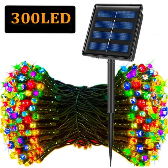300LED Solar Christmas Lights Outdoor Waterproof 8 Modes Solar String ...