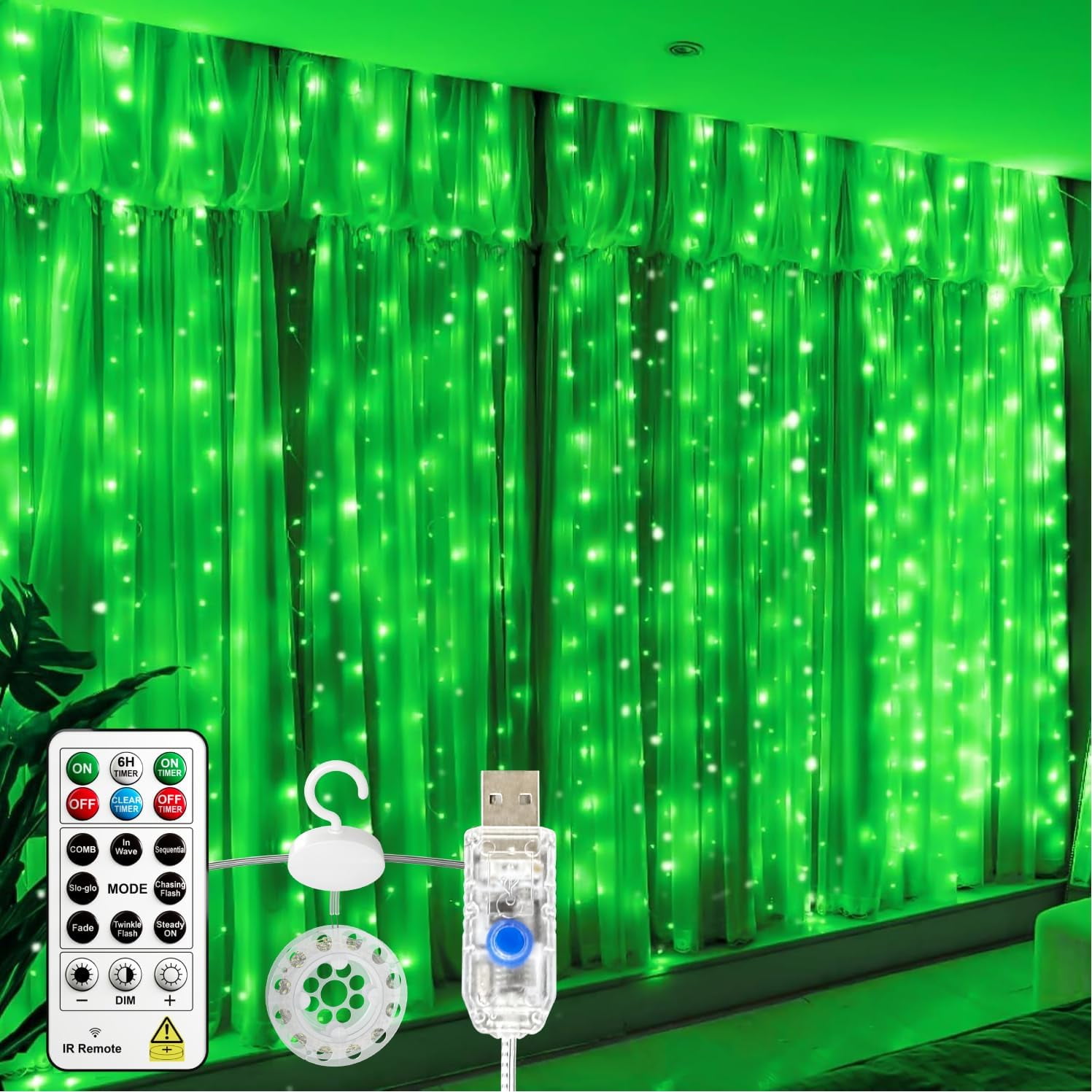 300LED Untangled Curtain Lights, 9.8x9.8Ft Fairy Twinkle String Lights ...
