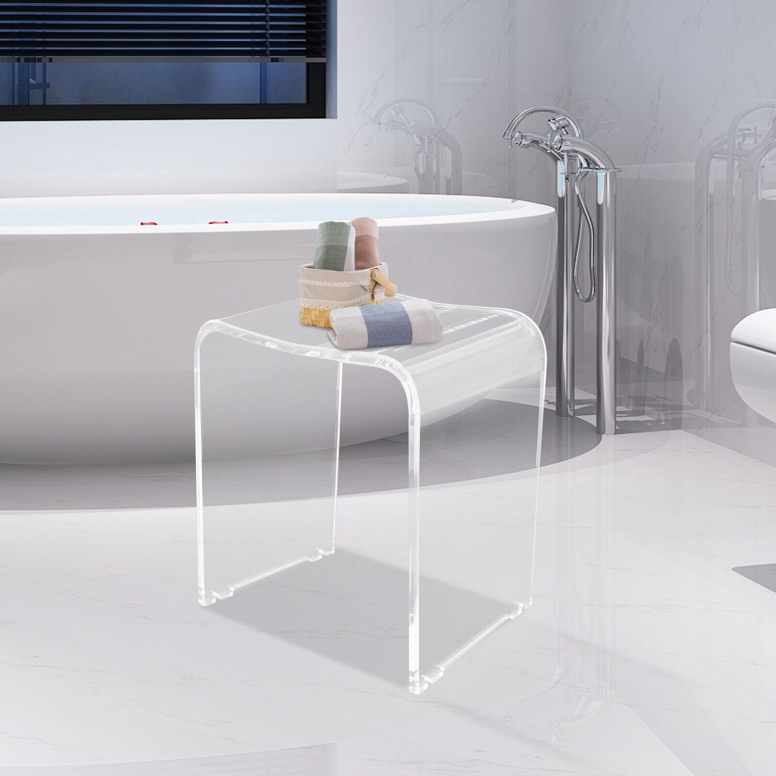 300Lbs Acrylic Shower Stool , Shower Foot Rest Bathroom Stool for ...