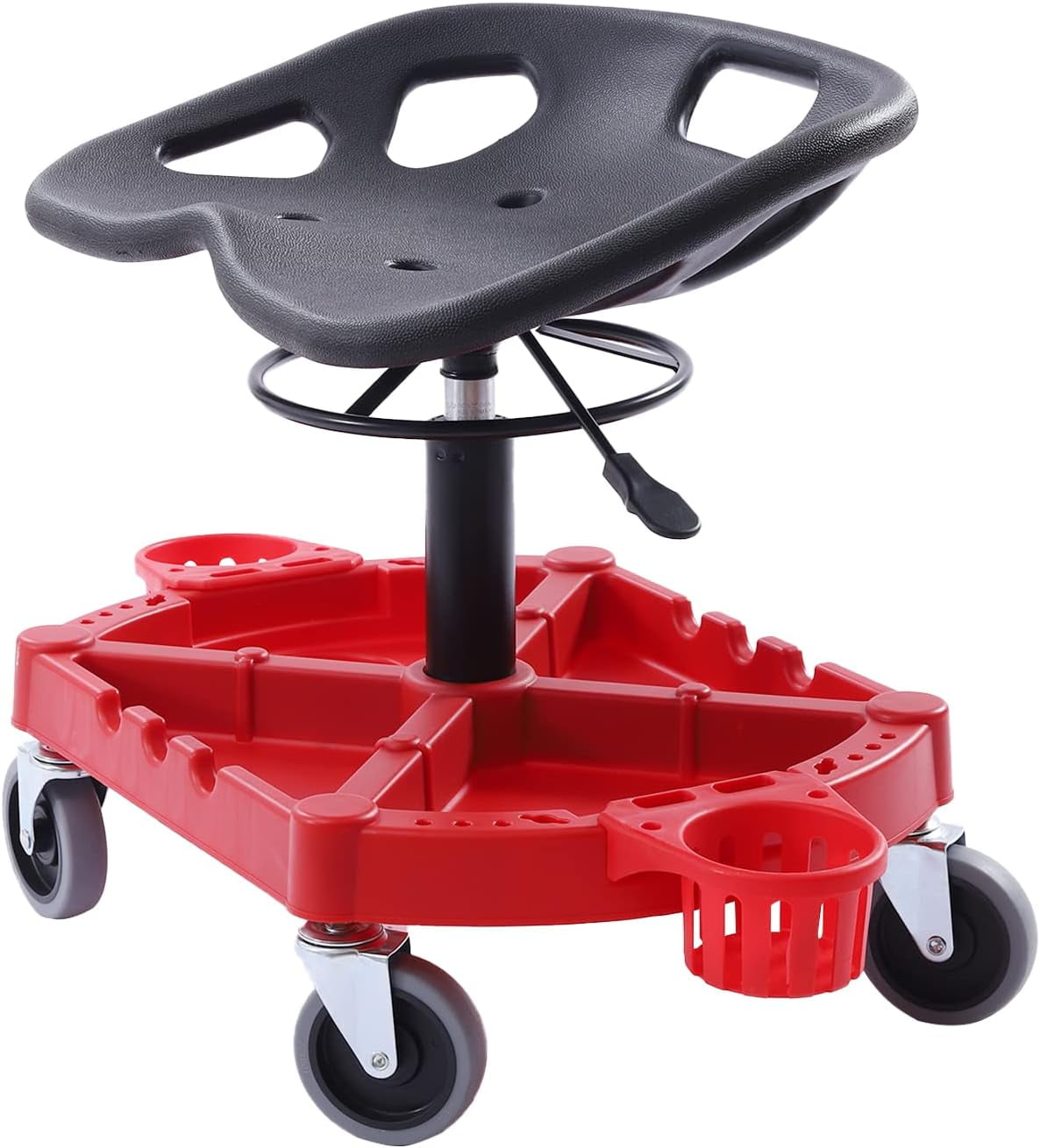 300Lbs Capacity Rolling Garage Stool, 18 inch to 23 inch Adjustable ...