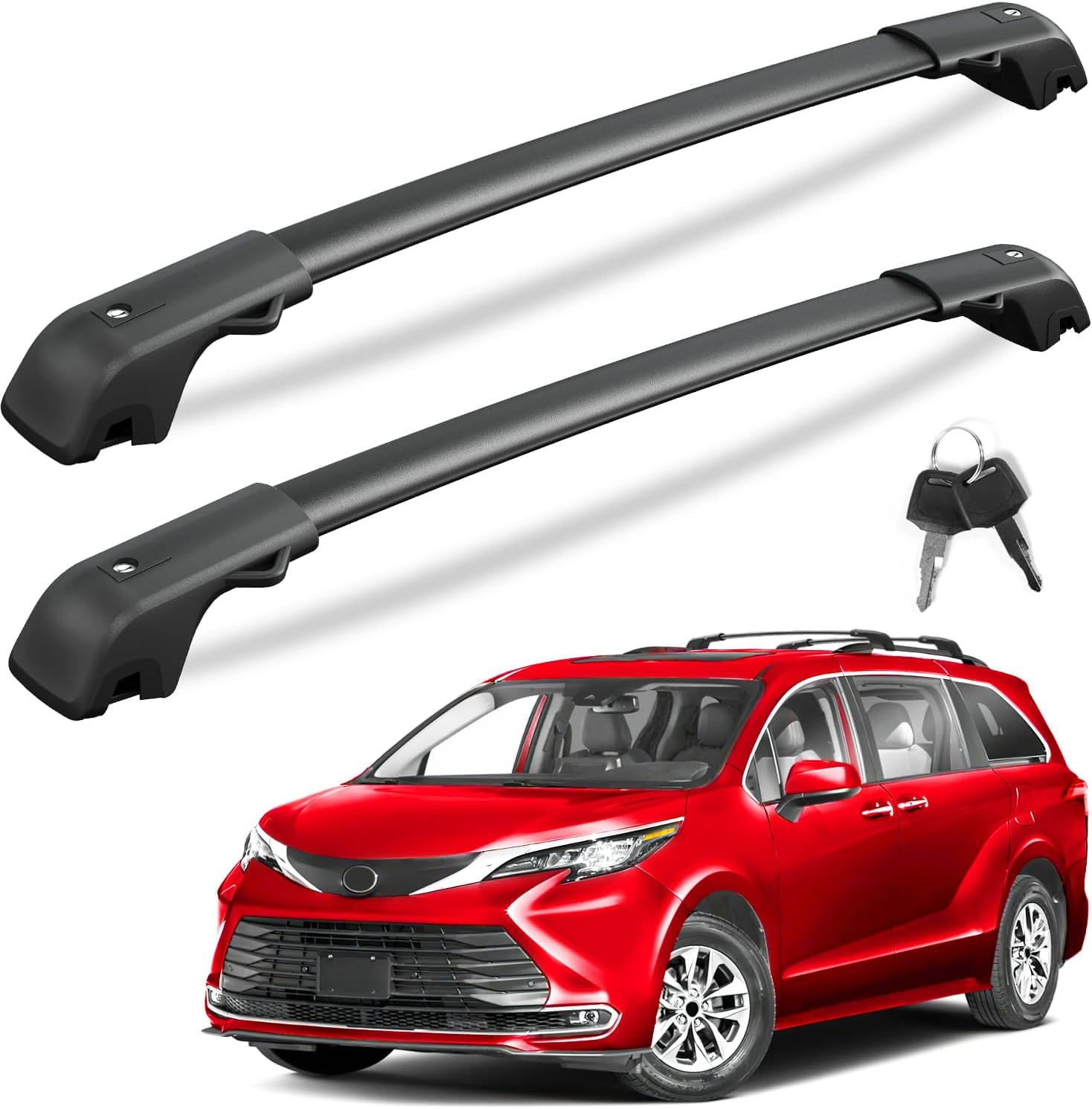 300Lbs Lockable Roof Rack Cross Bars Compatible with Toyota Sienna 2021 ...