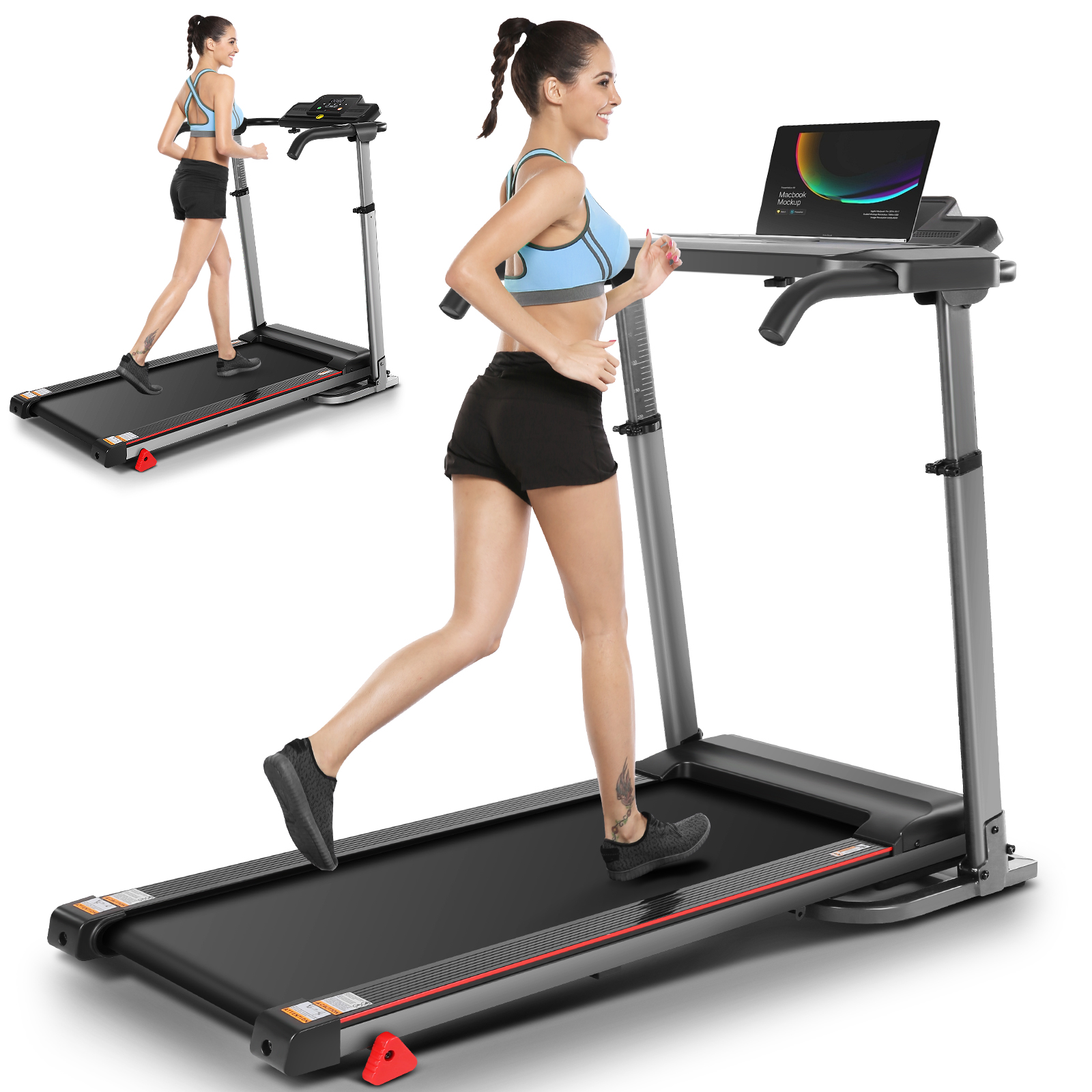 2.5HP Foldable Portable Treadmill for Home, Electric Motorized Running ...
