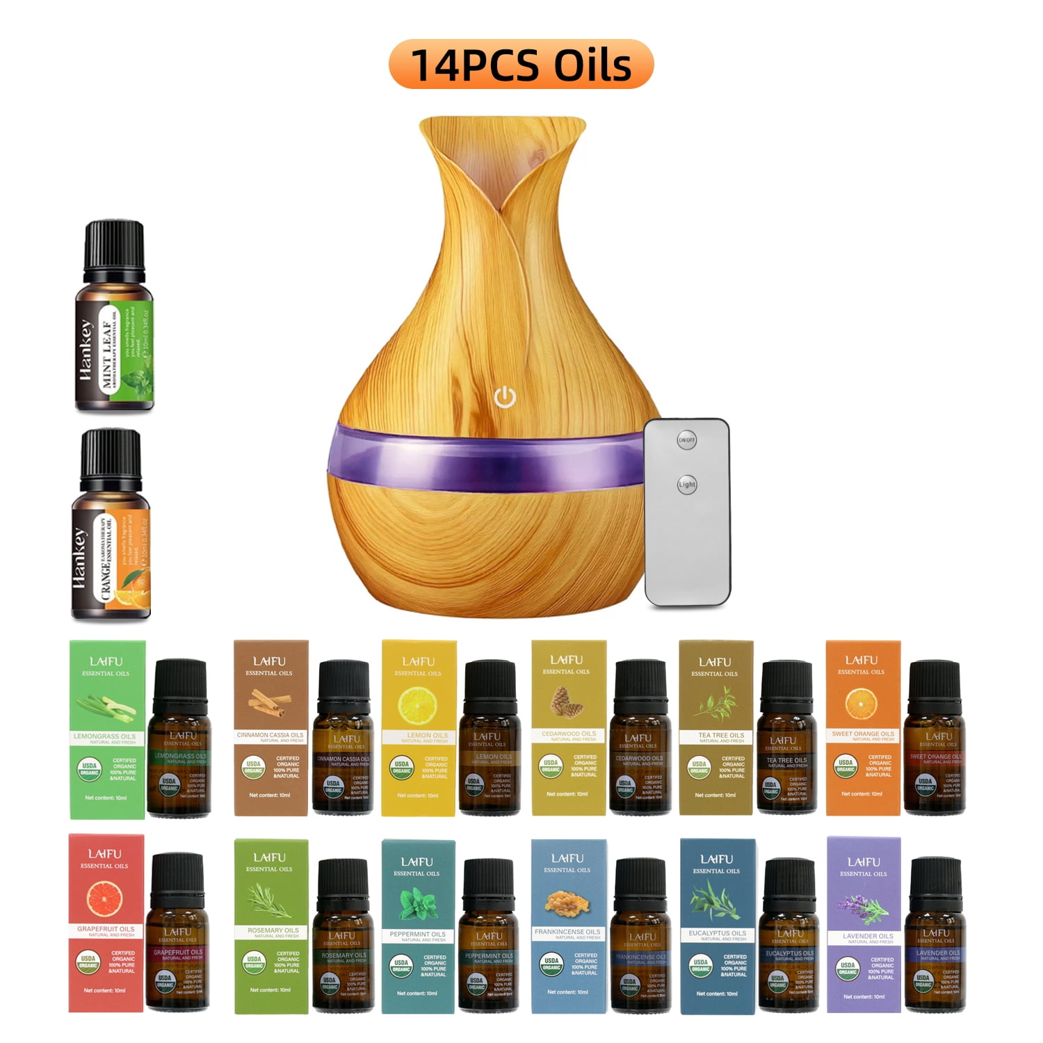 300ML Air Humidifier With 14pcs Oils USB Diffuser For Essential Oil ...