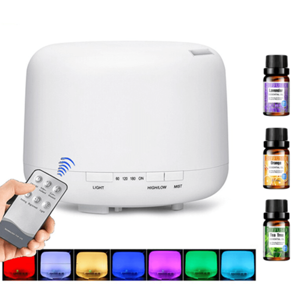 300ML Aromatherapy Humidifier with Remote 7-Color LED Essential Oil ...