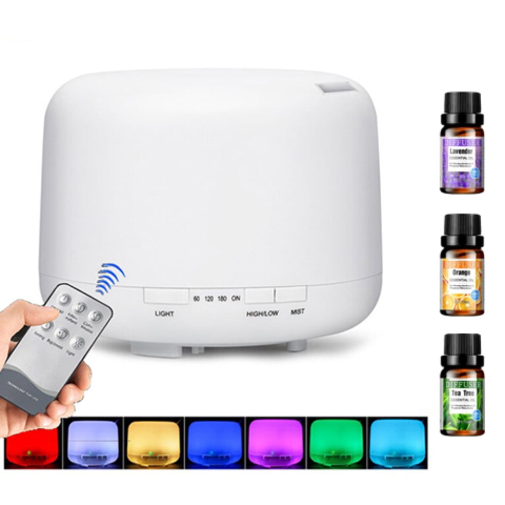 300ML Essential Oil Diffuser Remote Control 7 Color LED Aromatherapy ...