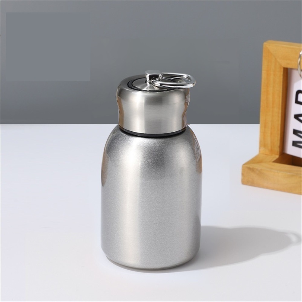 300ML Stainless Steel Vacuum Flask with Lifting Ring Mini Thermos Cup ...
