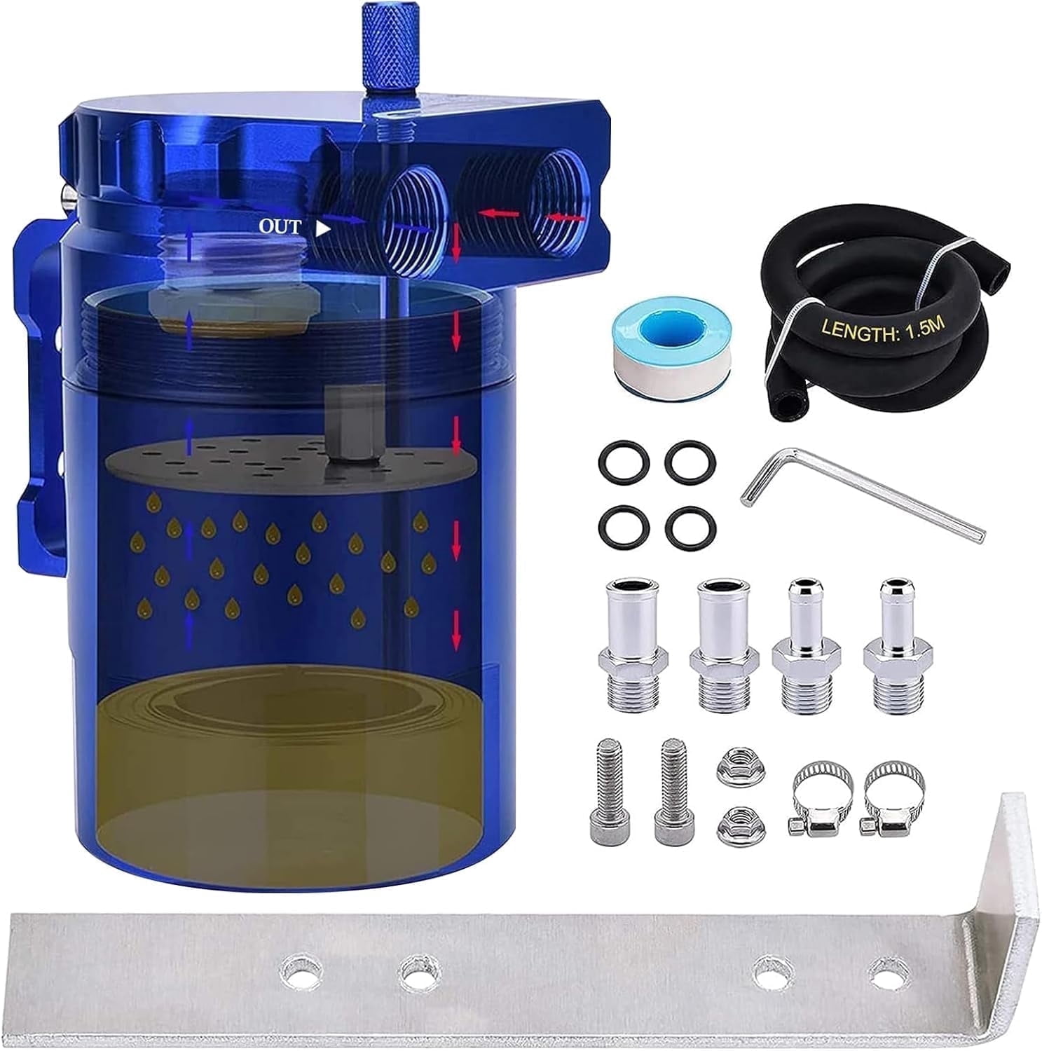 SPEEDWOW 300ML Universal Oil Catch Can Tank Filter Baffled With Hose ...