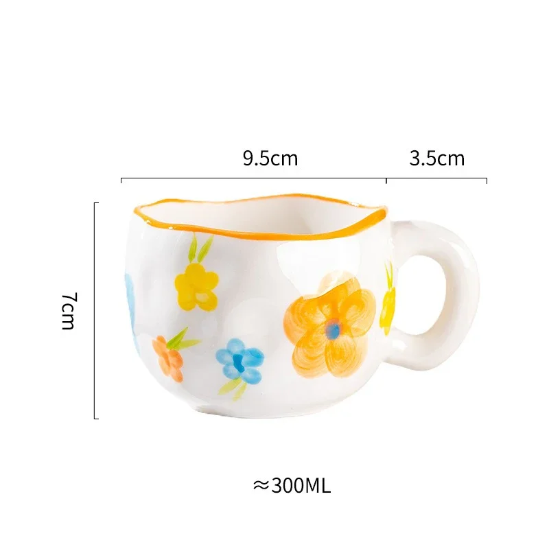 300MLCeramic Mugs Hand Pinched Cute Pattern Irregular Coffee Cup ...