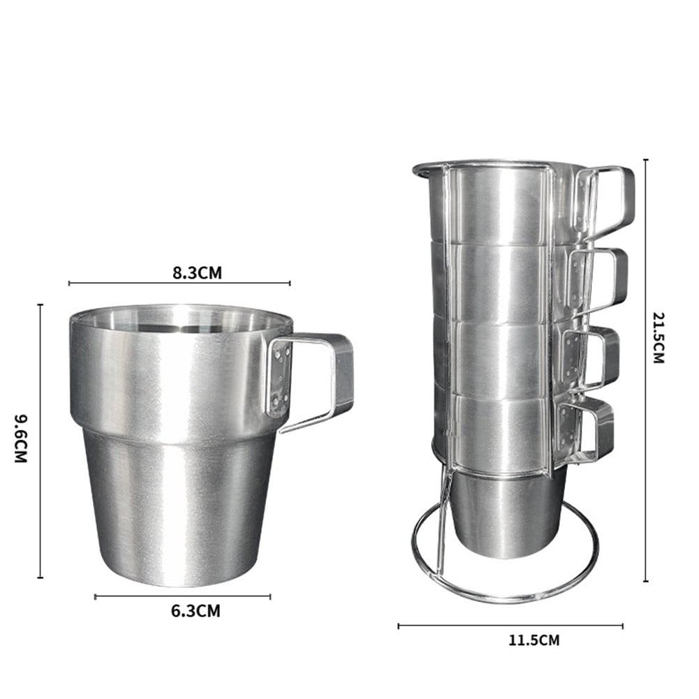 300ML 304 stainless steel camping coffee cup outdoor water cup with handle - Walmart.com