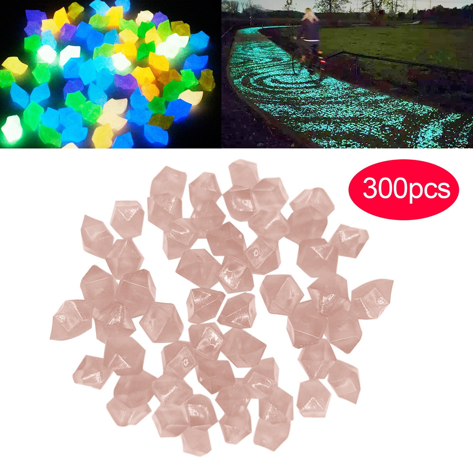 300PC Luminescent Stone 300 pcs Garden Decoration Glow In The Dark ...