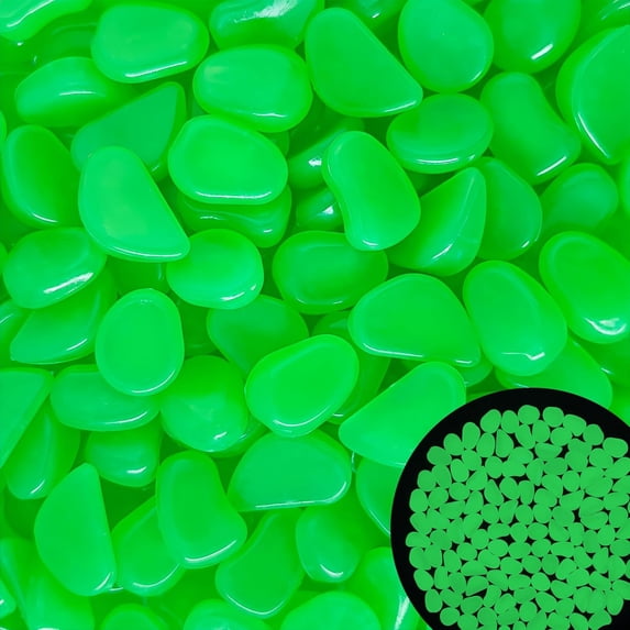 300PCS 1-1.2" Green Glow in The Dark Rocks Outdoor Decorative Stones ...
