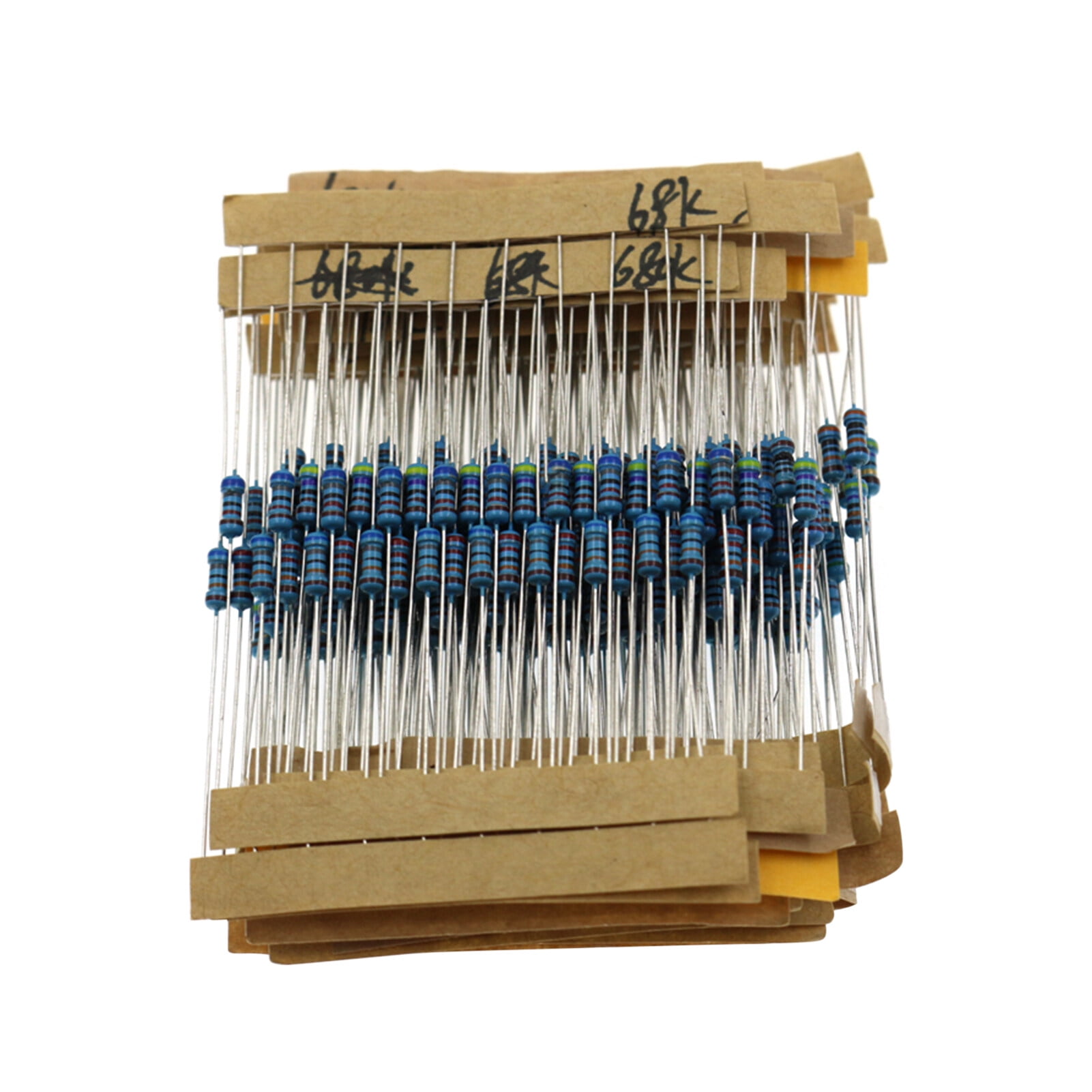 300PCS 1/4W 1% Carbon Film Resistors Kit 10 to 1M Ohm 30 Values Metal ...