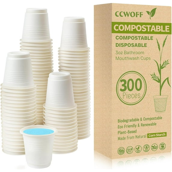 300PCS 3 OZ Bathroom Cups 100% Compostable Biodegradable Eco Friendly ...