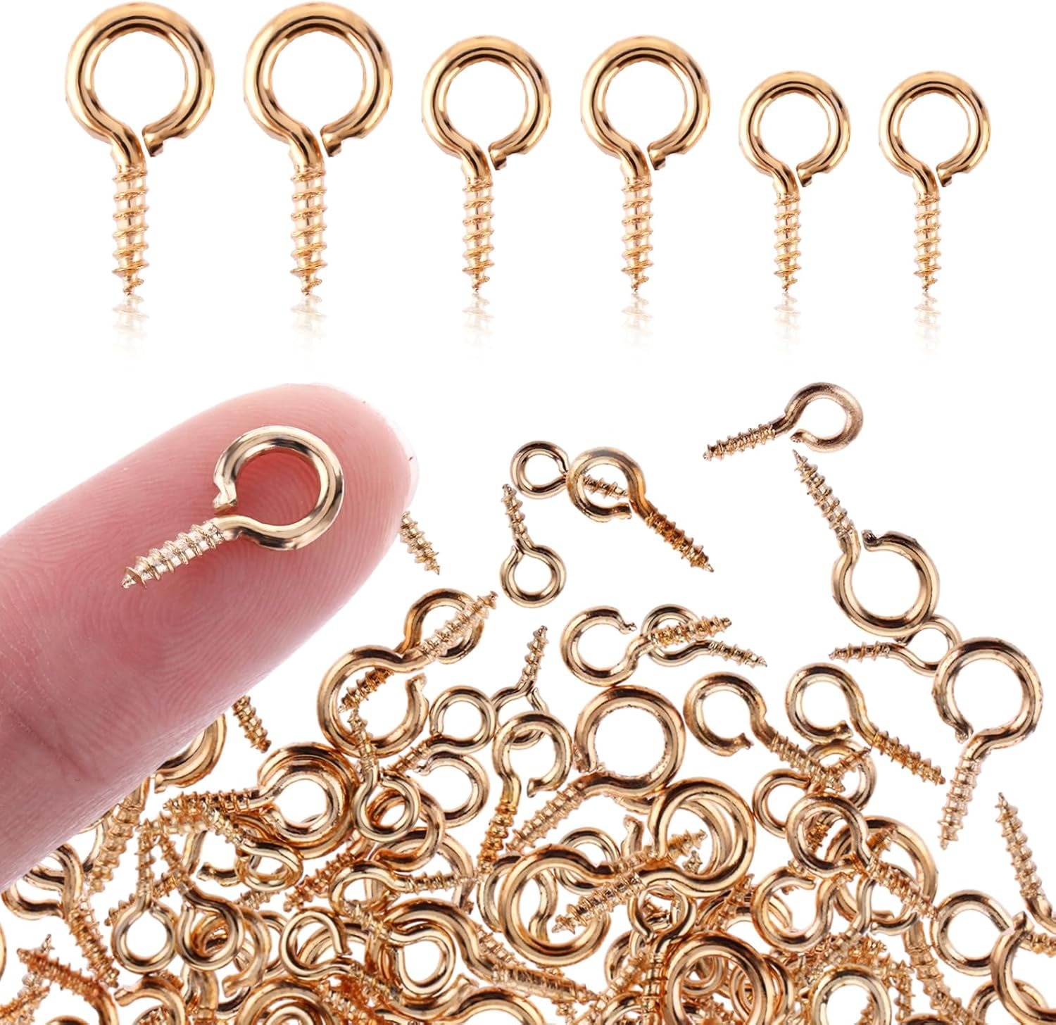 300PCS 3 Sizes Small Screw Eye Pins, Mini Metal Eye Pins Hooks Eyelets ...