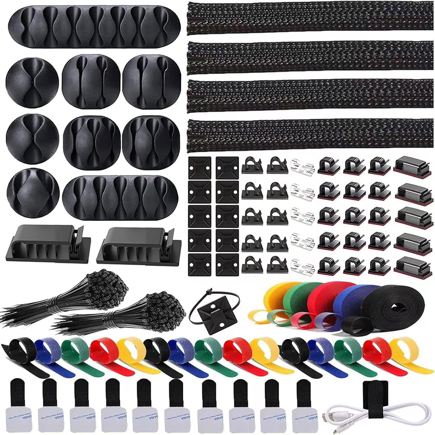 300PCS Cable Management Kit,4 Cable Sleeve 35 Cable s with 11Cord ...