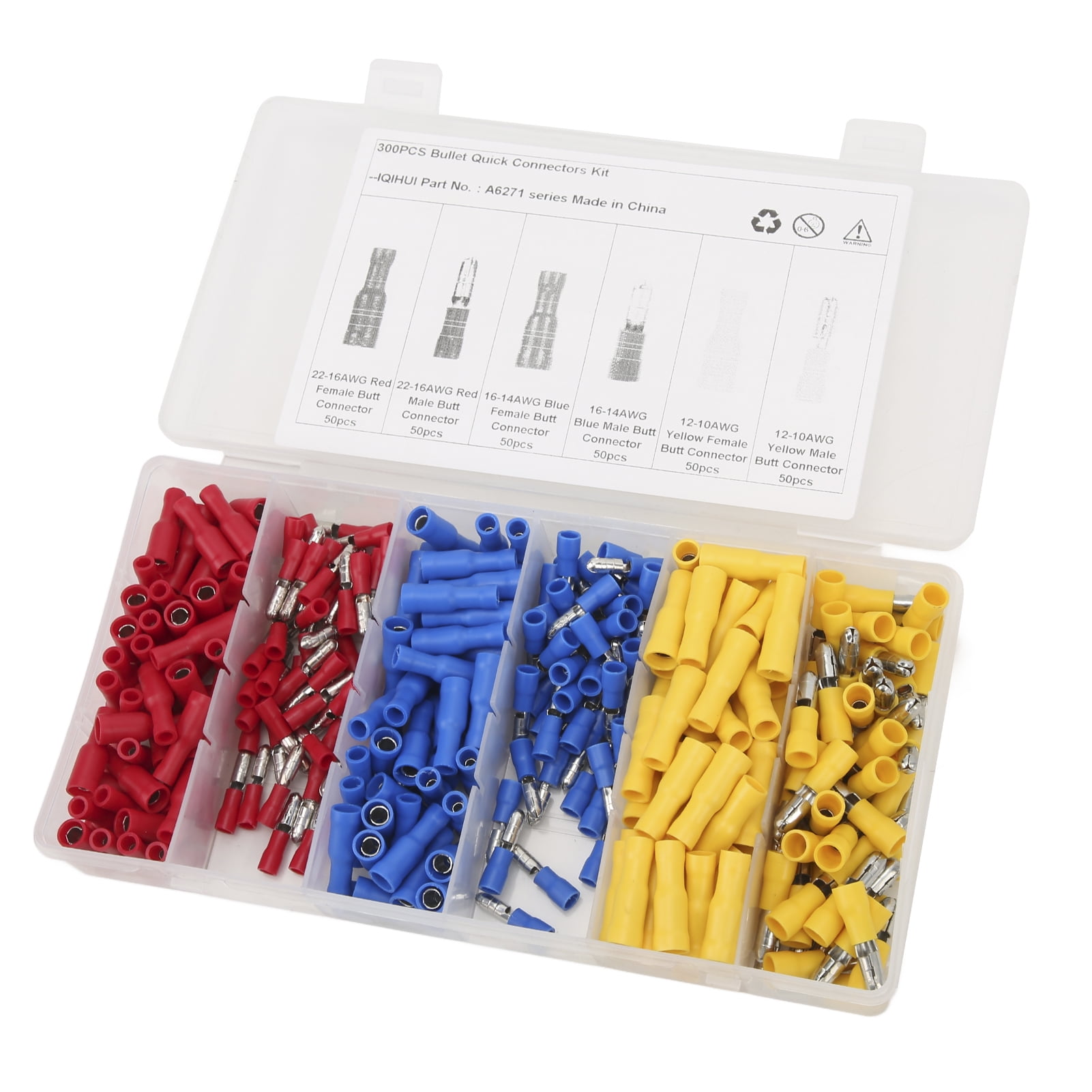 300PCS Cold Pressing Wiring Terminal Female and Male Electrical ...