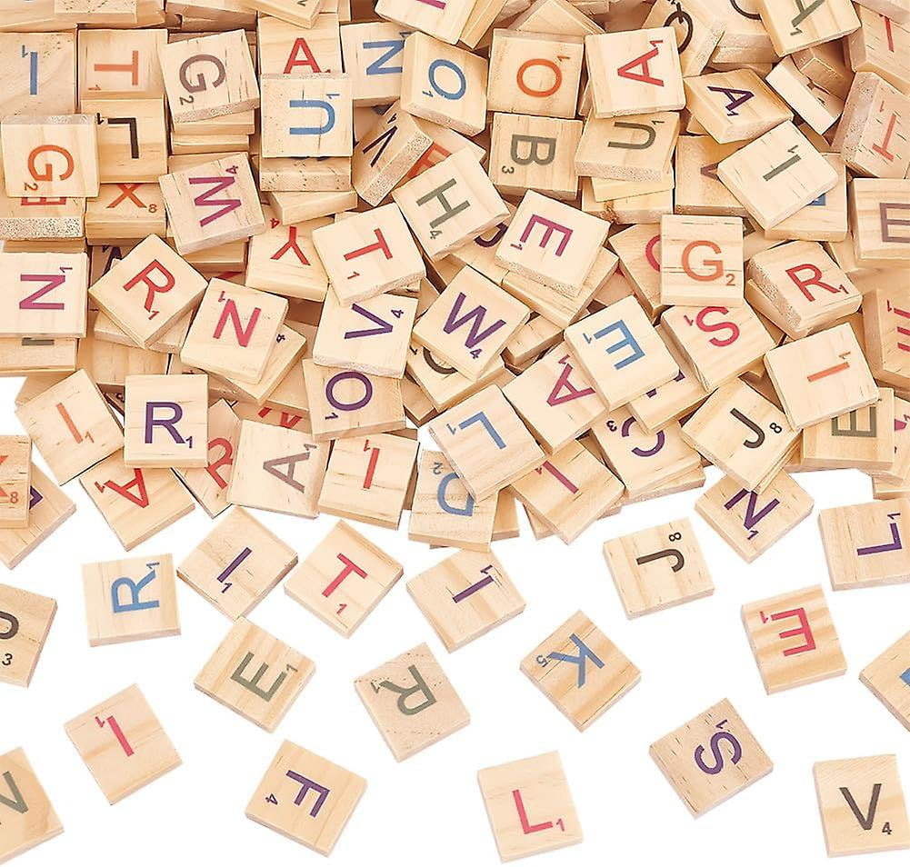 300PCS Colorful Wood Letter Tiles Random Mixed Capital Letters Wood ...