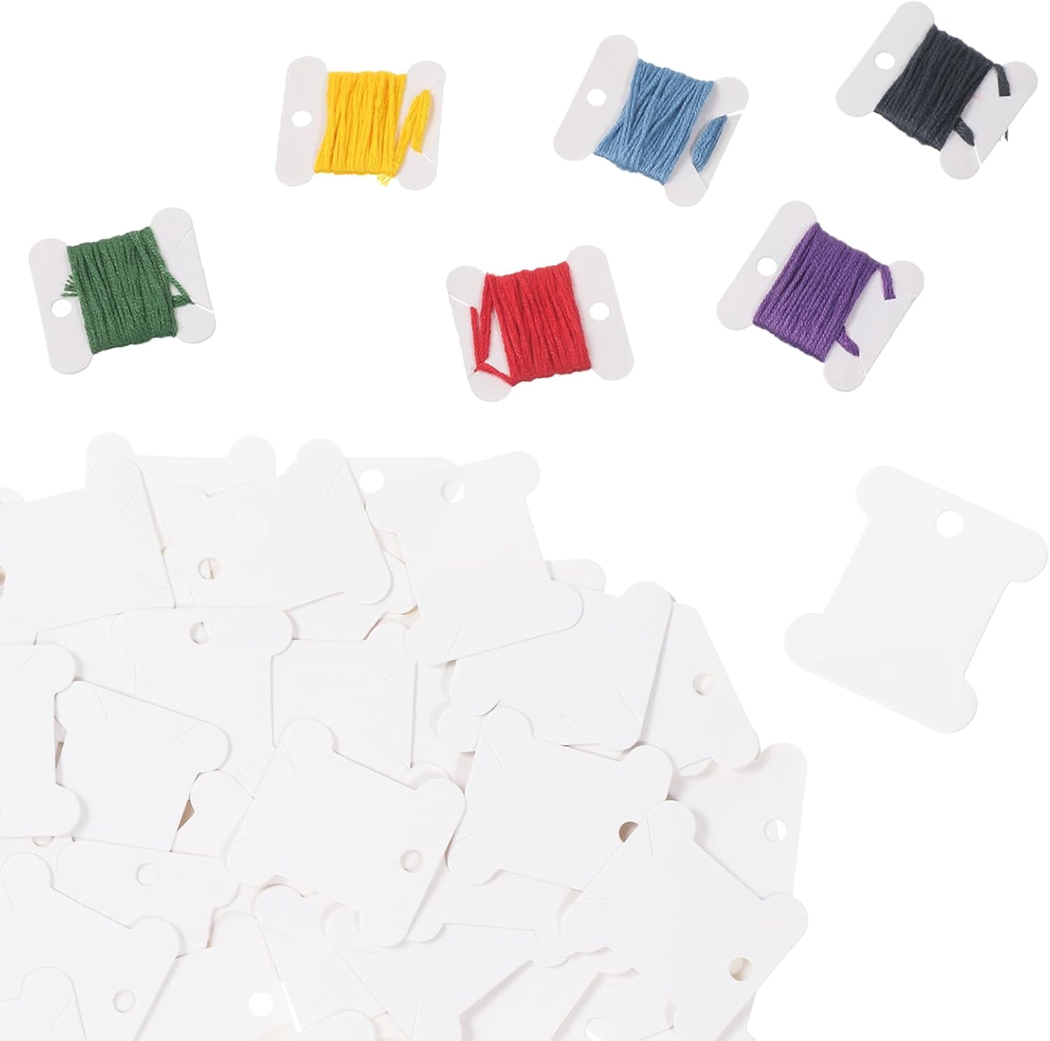 300PCS Embroidery Floss Bobbins, Paper Embroidery Thread Cards, White ...