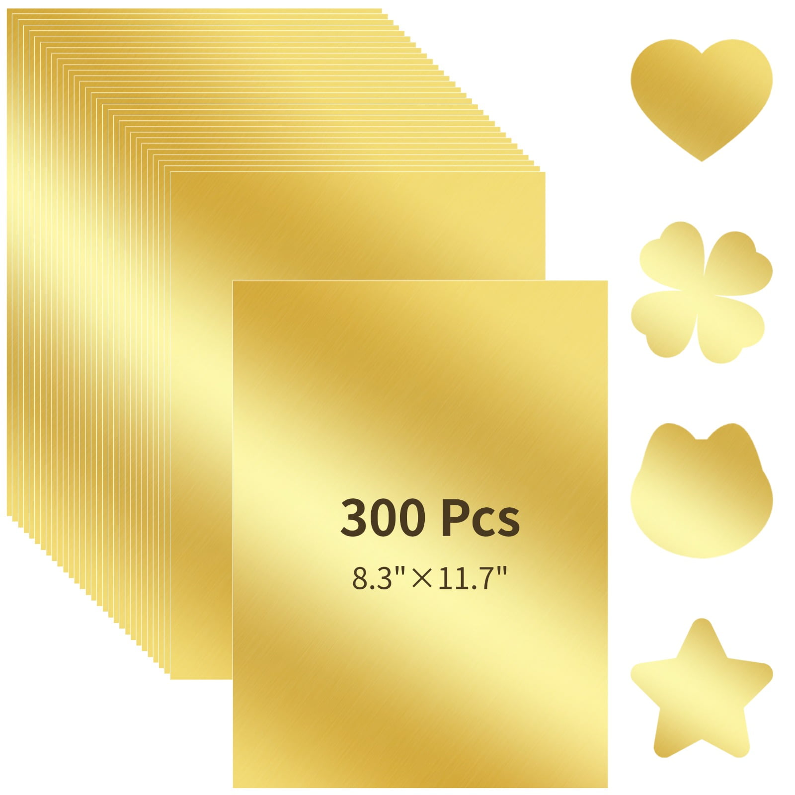 300PCS Gold Cardstock Papers, A4 Metallic Reflective Mirrored Card ...
