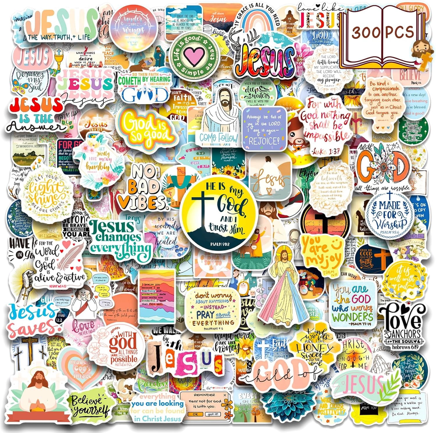 300PCS Inspirational Christian Stickers, Jesus Religious Stickers for ...