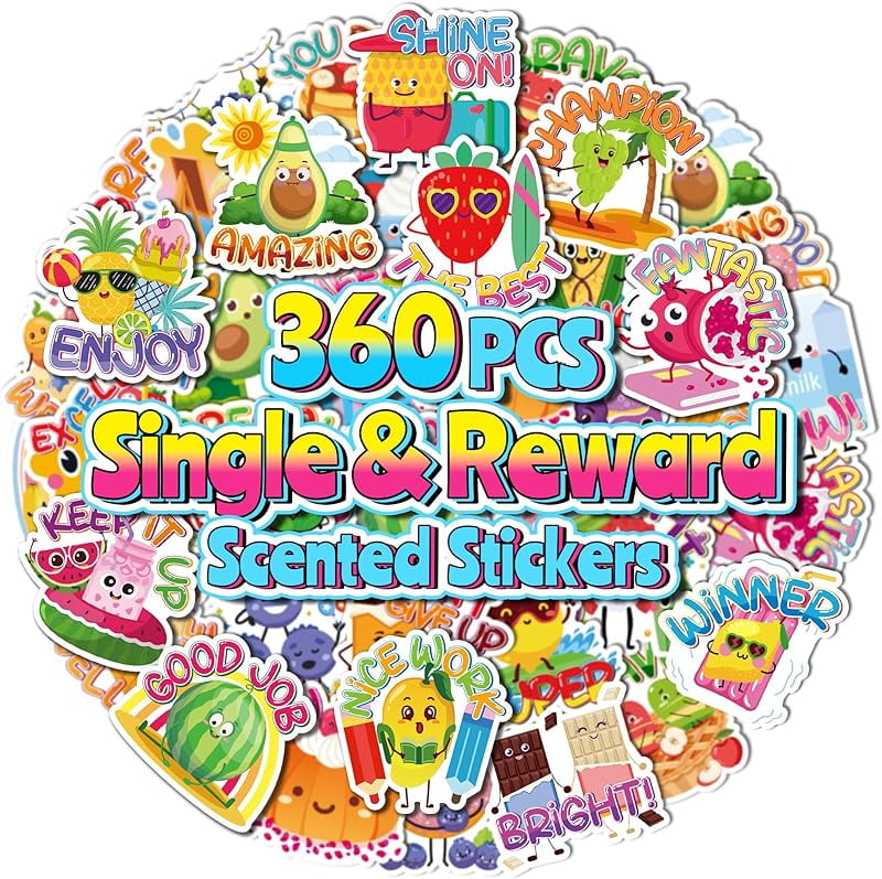 300PCS Large Scratch and Sniff Scented Stickers for Kids, Incentive ...