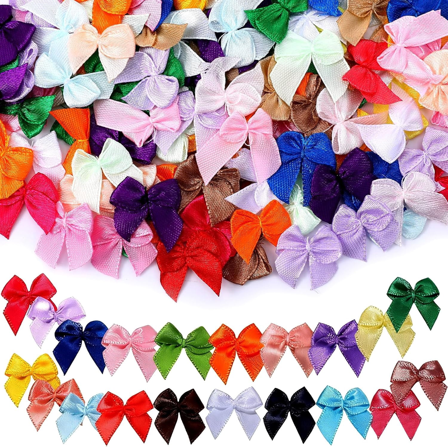 300PCS Mini Bows 1in Small Ribbon Bows for Crafts DIY Cheer Pins Sewing ...