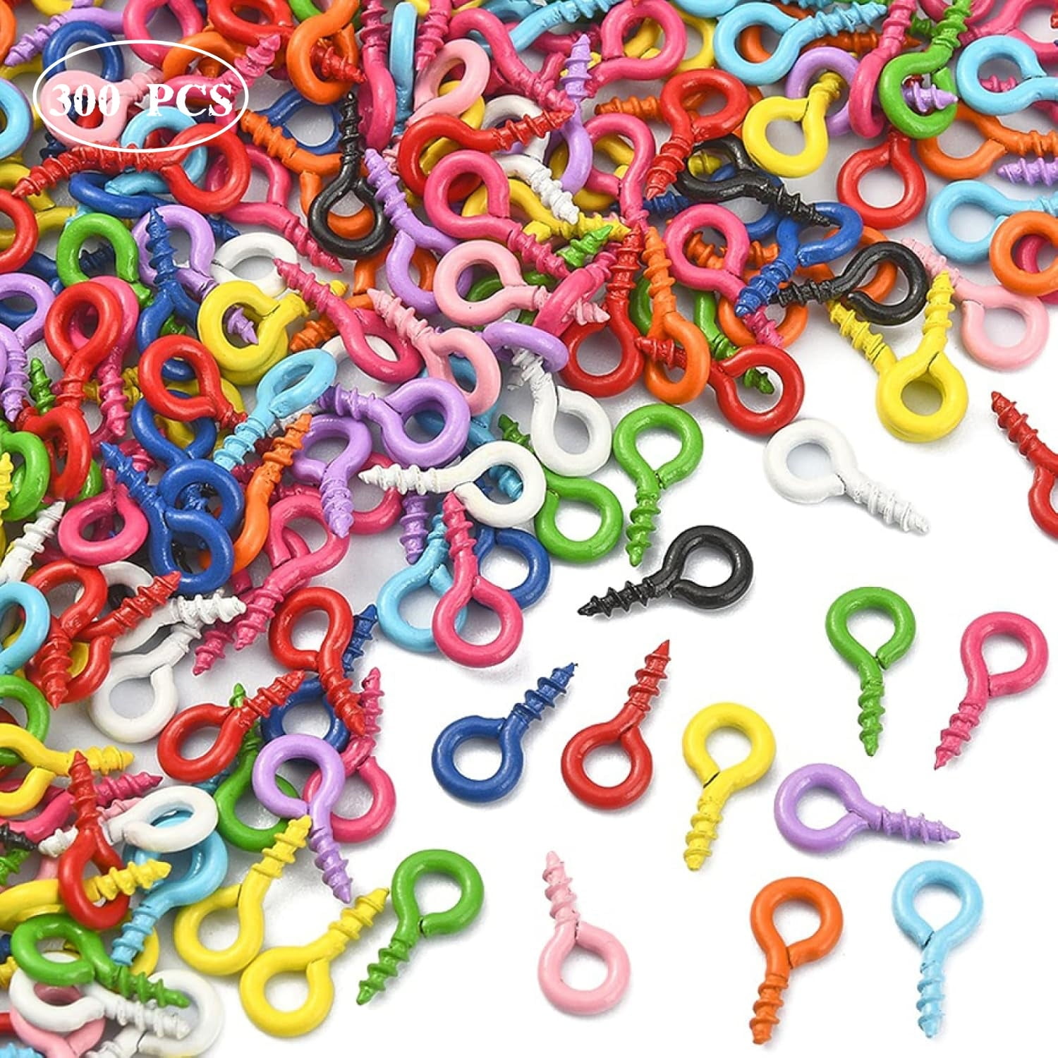300PCS Small Screw Eye Pins Hooks Self-Tapping Eyelets mini Screw Eye ...