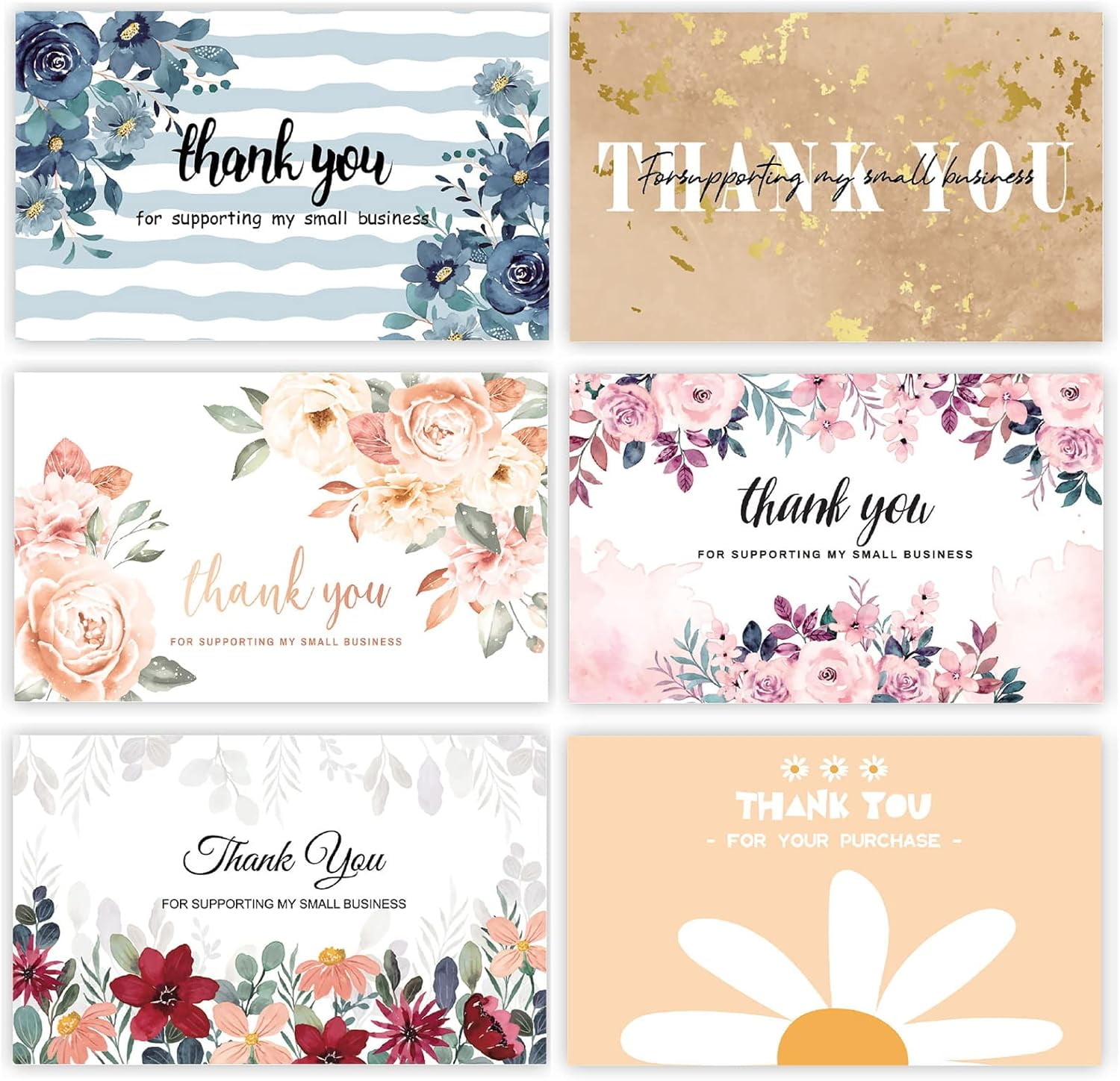 300PCS Thank You For Supporting My Business Cards, 6 Styles-2" x 3.5 ...