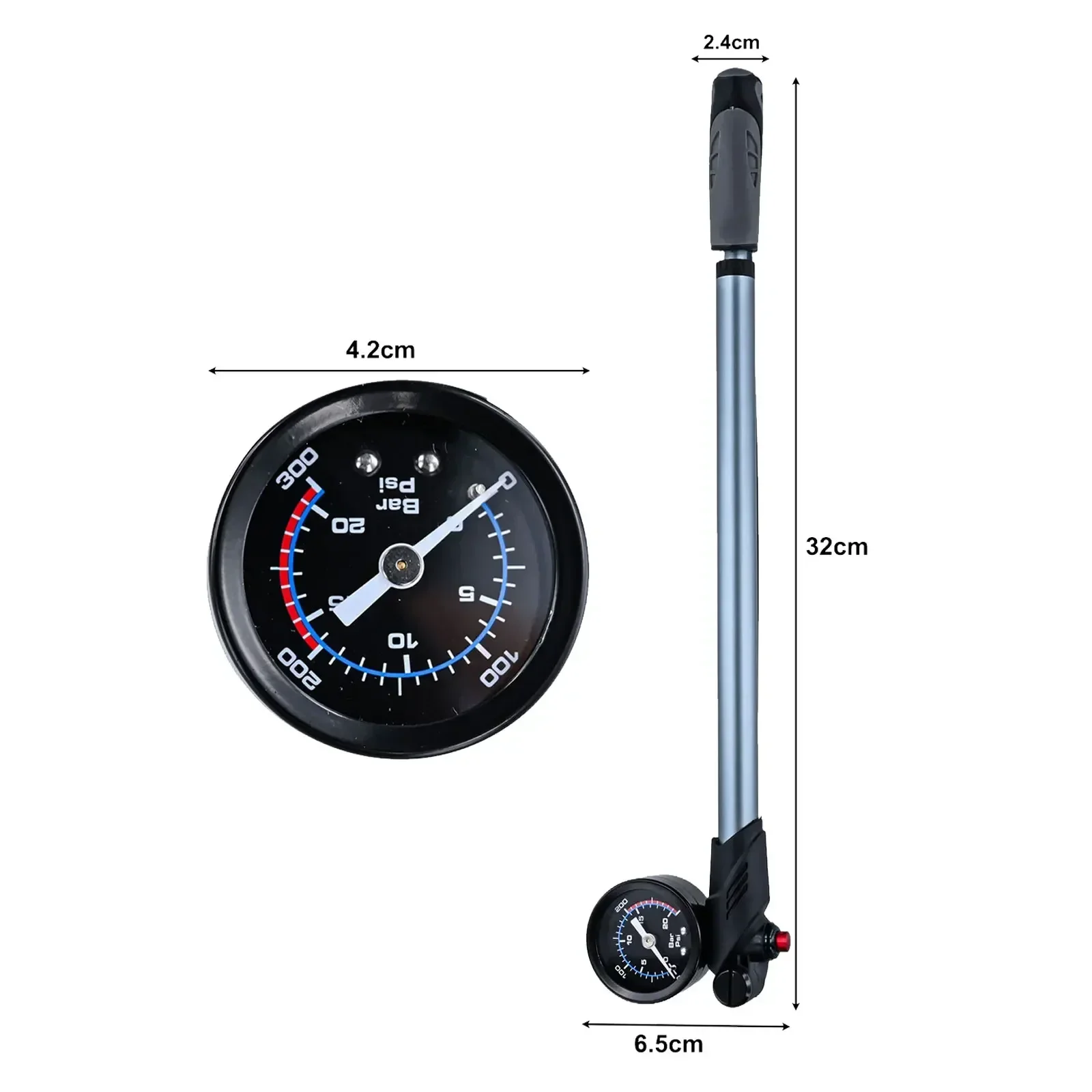 300PSI Bike Shock Pump With Gauge, High Pressure Suspension Fork Air ...
