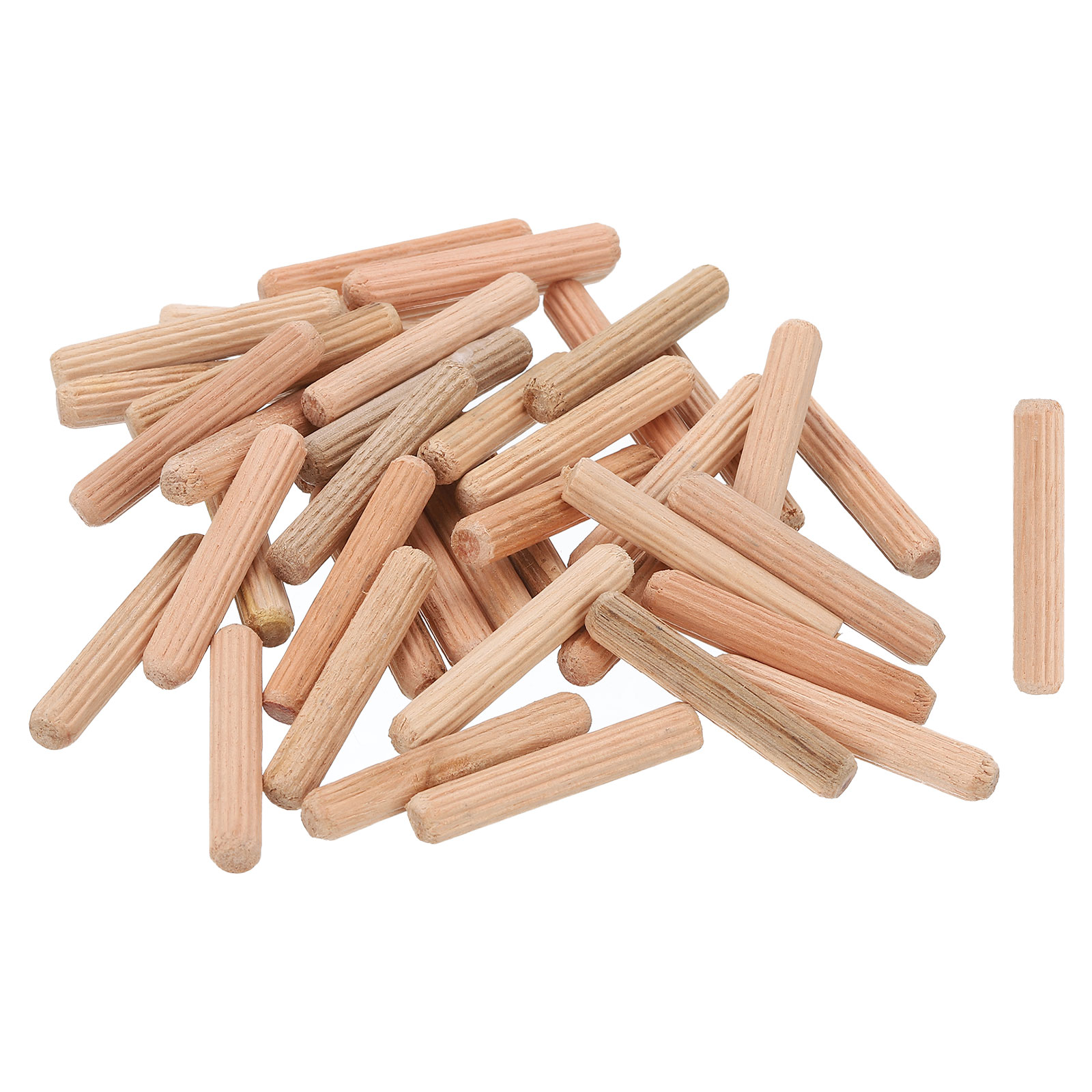 300Pack 1/4" x 1-3/8" Wooden Dowel Pins, Furniture Woodwork Grooved ...