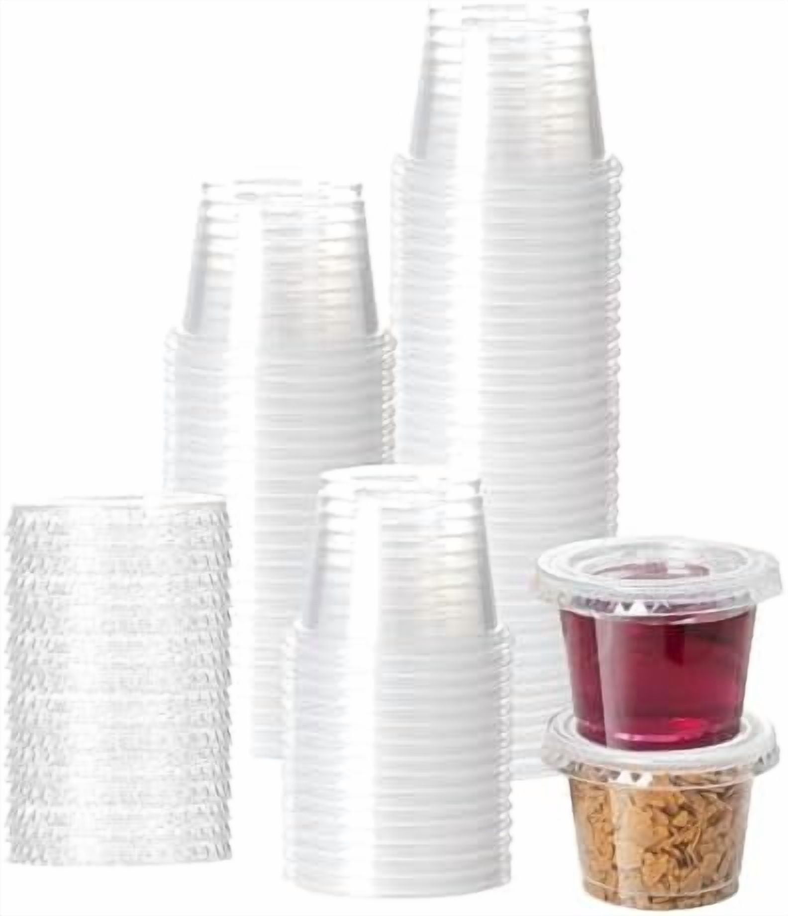 300Pack 1oz Disposable Plastic Portion Cups with Lids, Small Mini Sauce ...