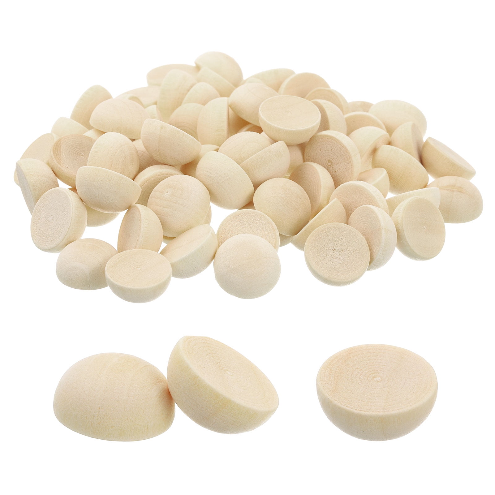 Uxcell 300Pcs Half Wood Balls 0.47" Natural Color Wooden Split Balls ...