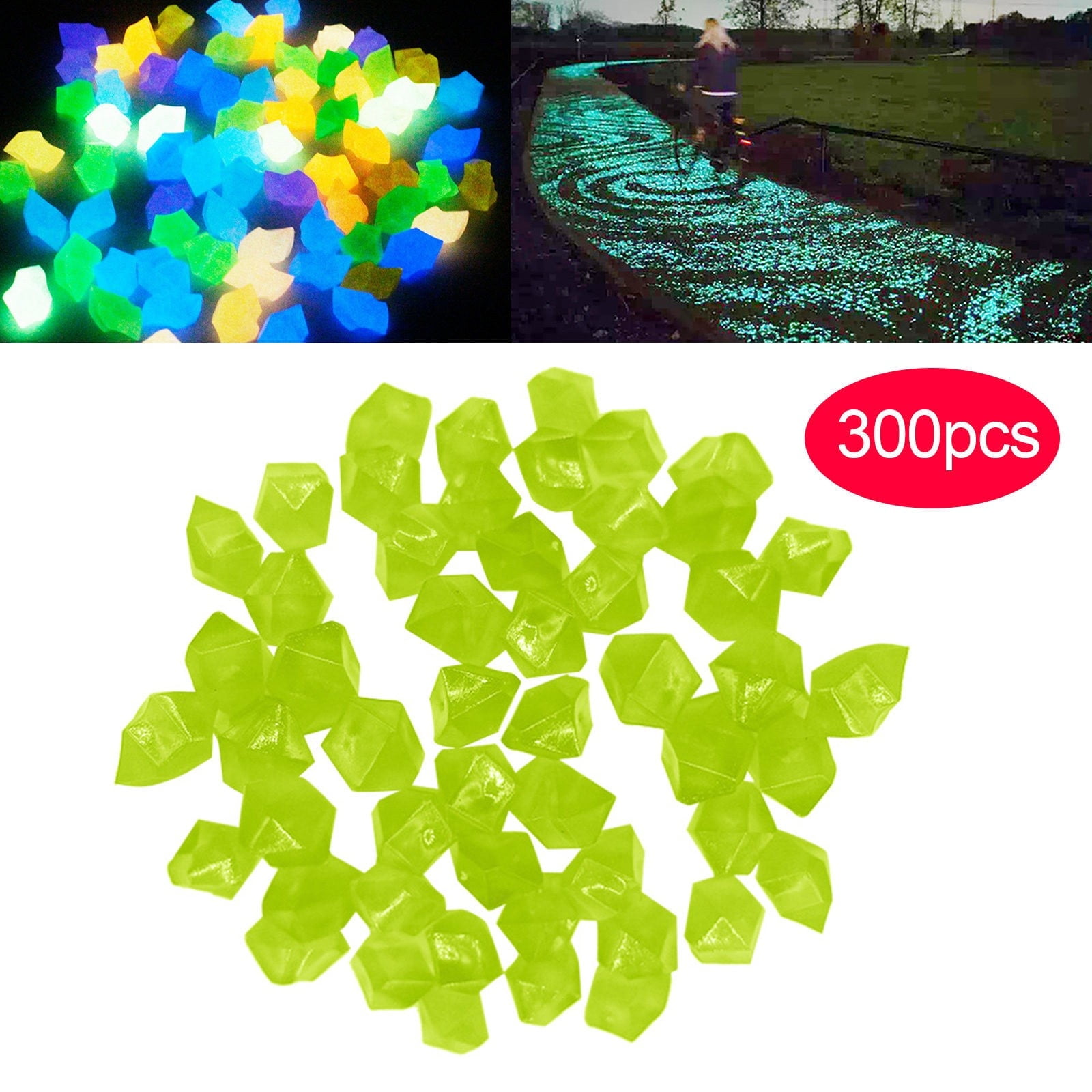 300Pc Fruit Green Glow In Dark Luminous Pebbles Stones, Garden Wedding ...