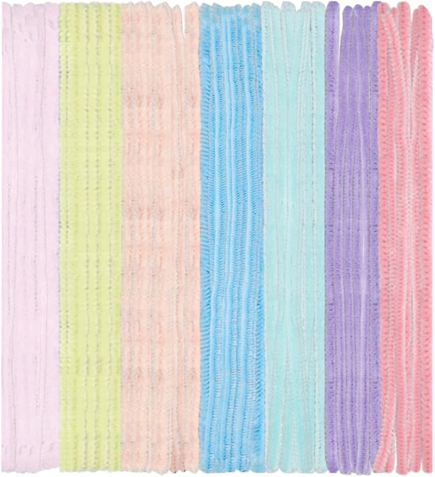 300Pcs 12in x 6mm Pipe Cleaners for Crafts Chenille Stems 7 Light ...