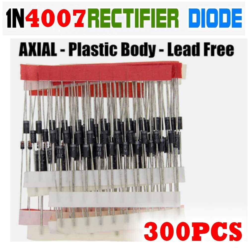300Pcs 1N4007 Rectifier Diode 1A DO-41 Axial 1amp 1000 Volt Electronic ...
