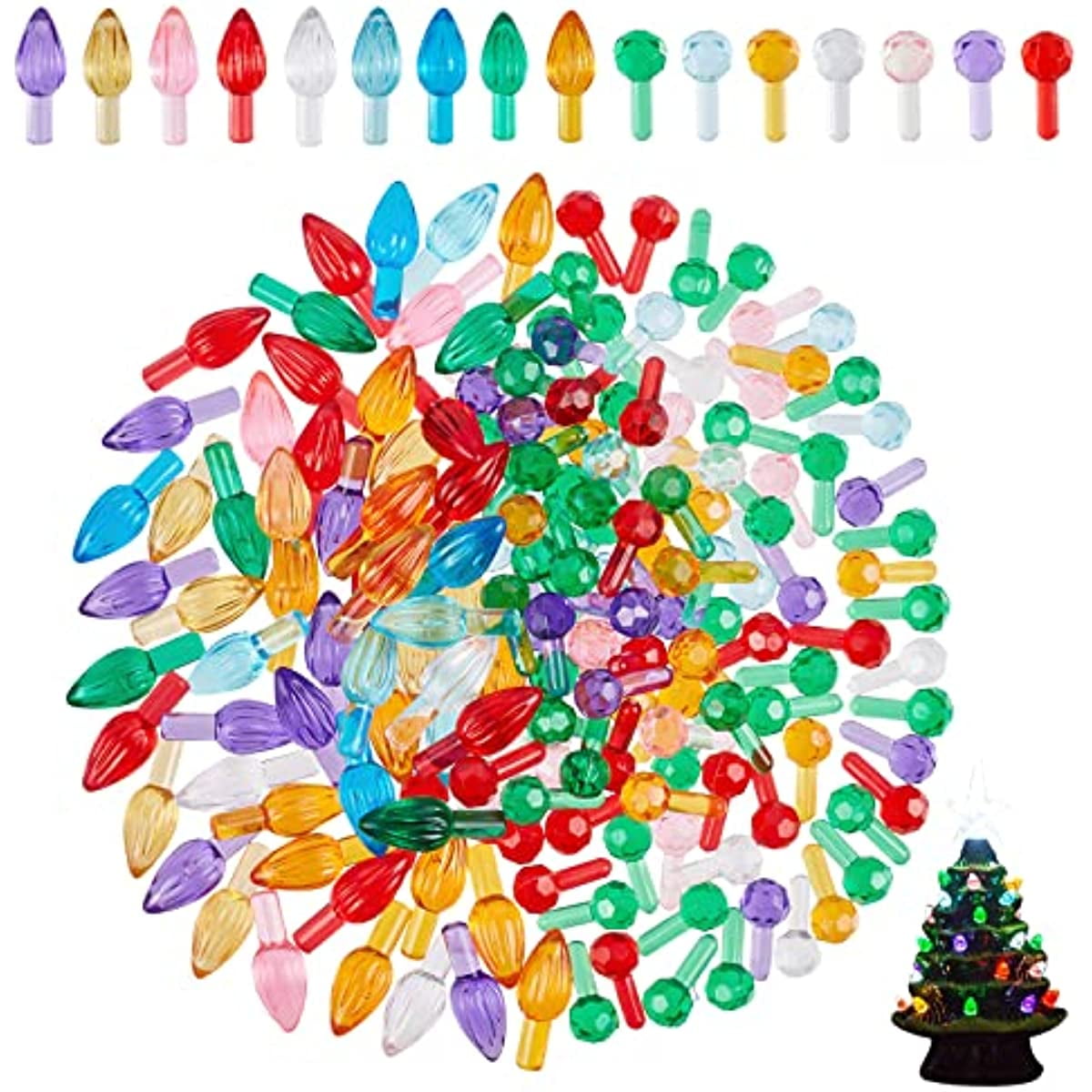 300Pcs 2 Styles Ceramic Christmas Tree Replacement Lights Colorful ...